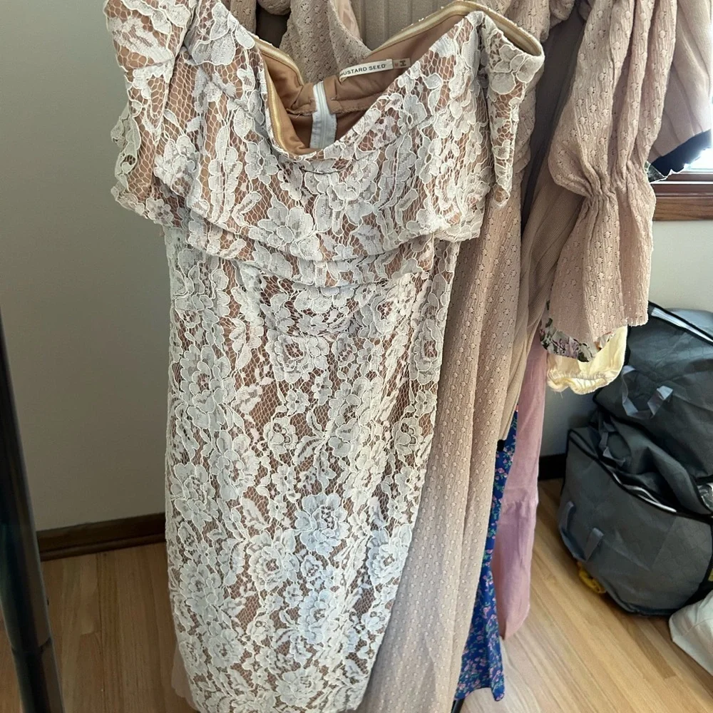 Mustard Seed | Dresses | Elegant Lace Offshoulder Dress Mustard Seed ...